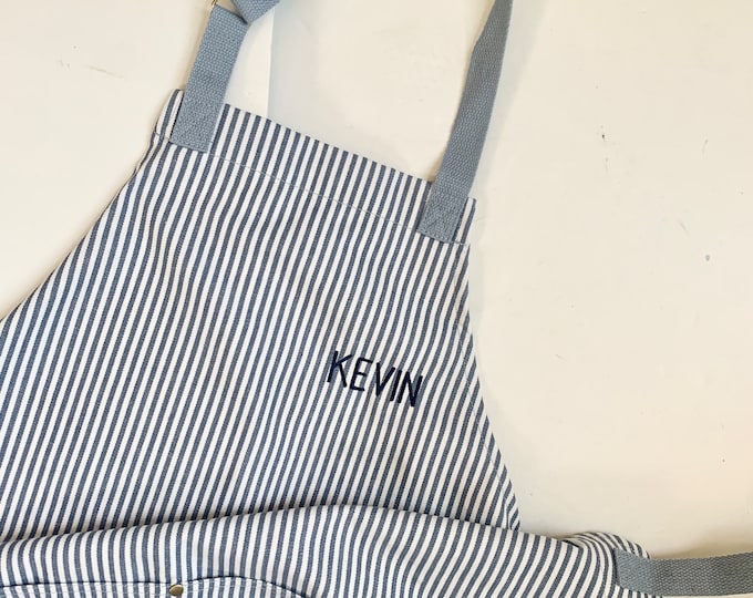 Pinafore Linen Apron in Beige Stripe Color, Japanese Cross Back Linen ...