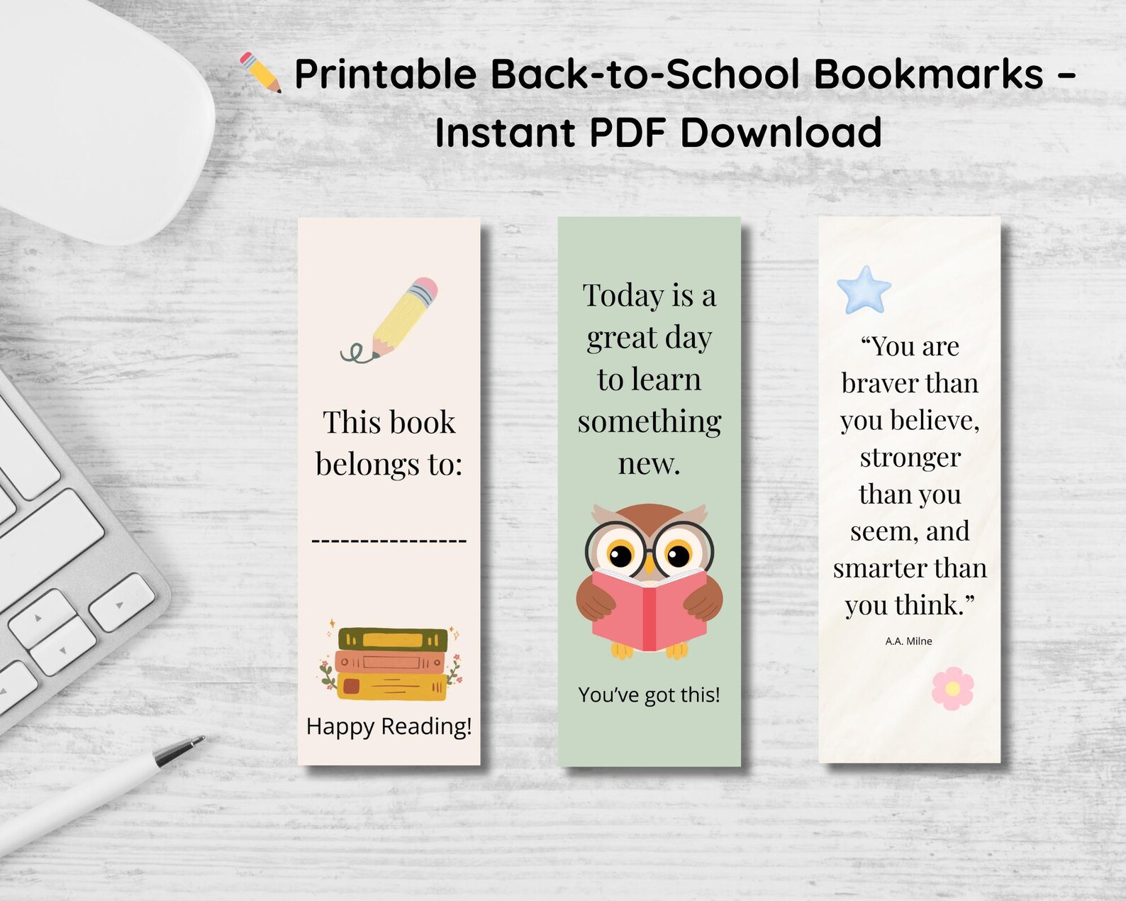 Printable Back to School Bookmarks – Set of 3 for Kids, Classrooms ...