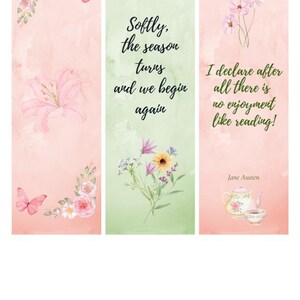 Printable Spring Bookmark Set – Floral, Quote & Poem | PDF Download - Etsy