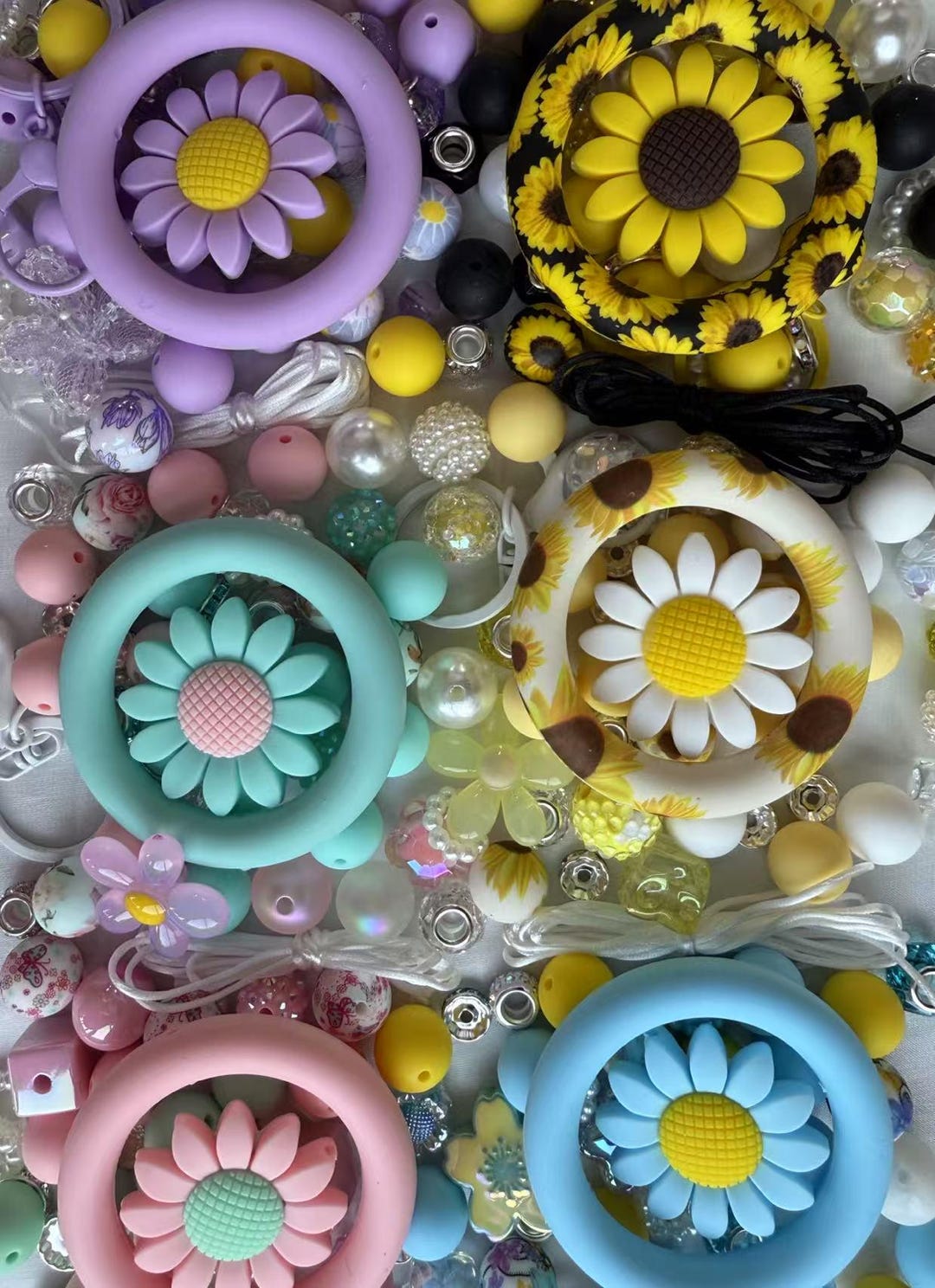 Sunflower Bead Kit: Silicone, Acrylic & Glass Beads for DIY Jewelry - Etsy