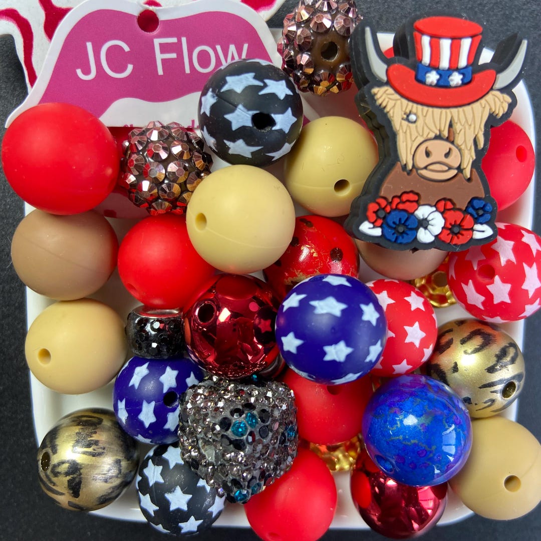 15MM Silicone Bead Kit: Cow Focal, Star Print Beads for DIY Jewelry - Etsy