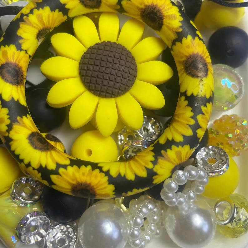 Sunflower Bead Kit: Silicone, Acrylic & Glass Beads for DIY Jewelry - Etsy