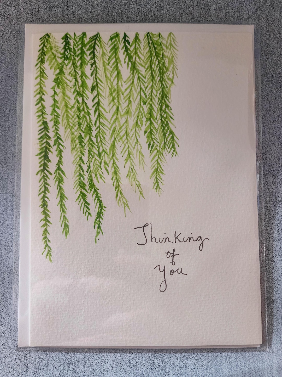 Hand-painted Weeping Willow Card: Blank Watercolor Greeting Card - Etsy