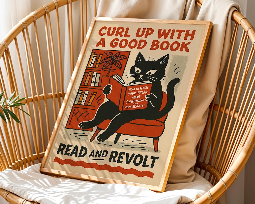 Funny Retro Cat Poster - Vintage-inspired Political Satire Wall Art ...