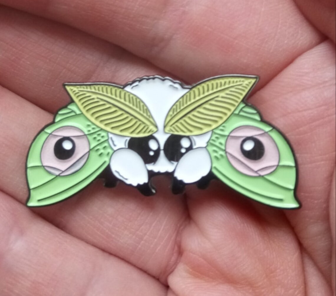 Fluffy Glow Moth Enamel Pin - Etsy