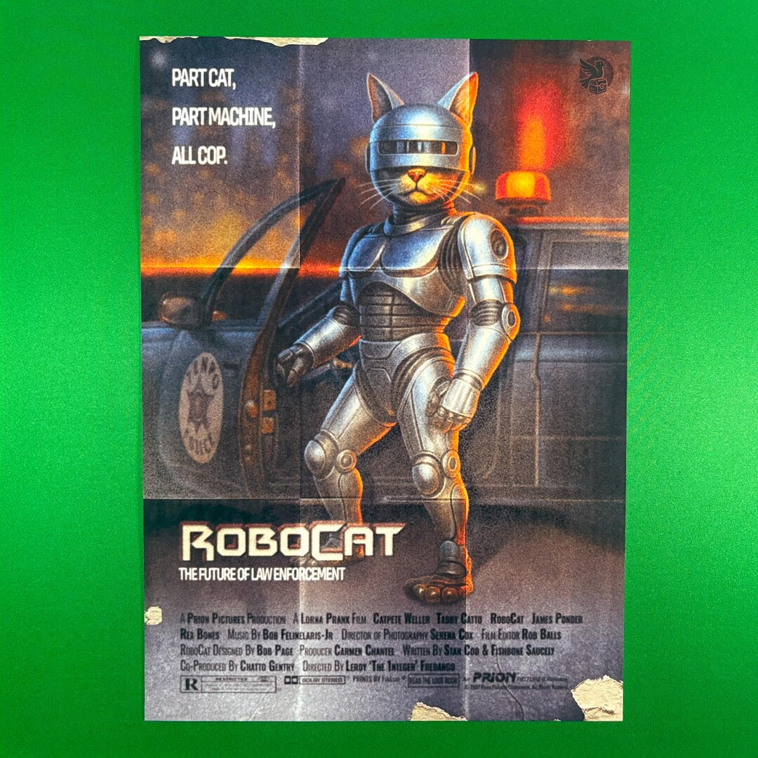 Robocat A4 Matte Poster – Signed Vintage Sci-fi Art Print | 80s ...