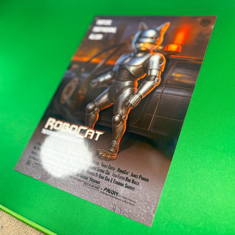 Robocat Sci-fi Movie Parody Poster: Signed 80s Retro Art Print - Etsy UK