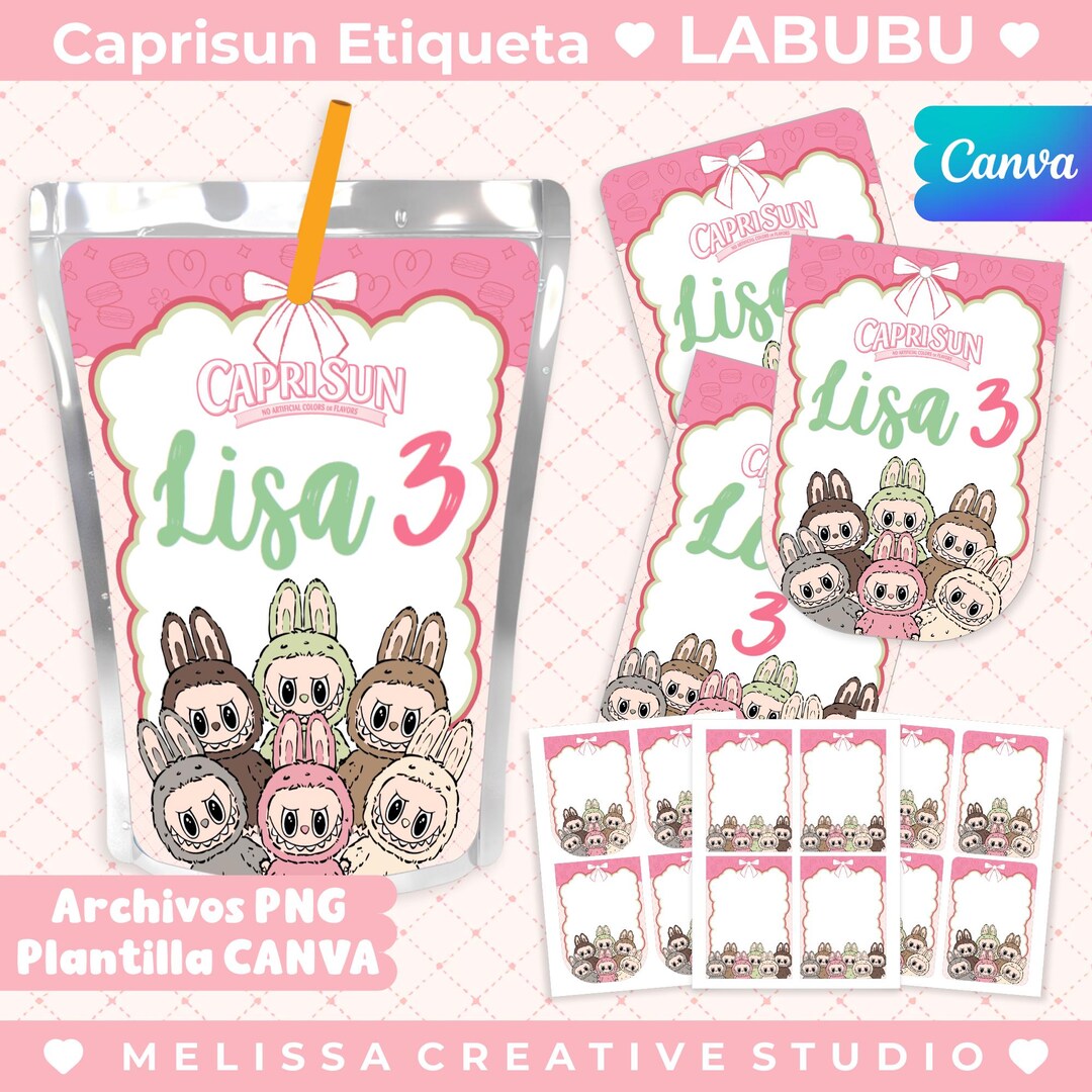 Caprisun LABUBU Juice Label, Editable Canva Template - Etsy