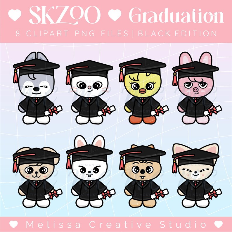 SKZOO Graduation – Clipart PNG Black Edition, Images Png SKZOO De Stray ...