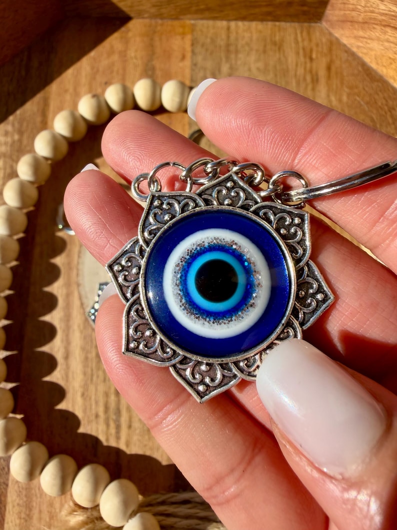 Evil Eye Lotus Keychain. - Etsy