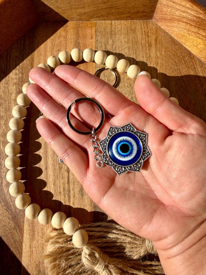 Evil Eye Lotus Keychain. - Etsy