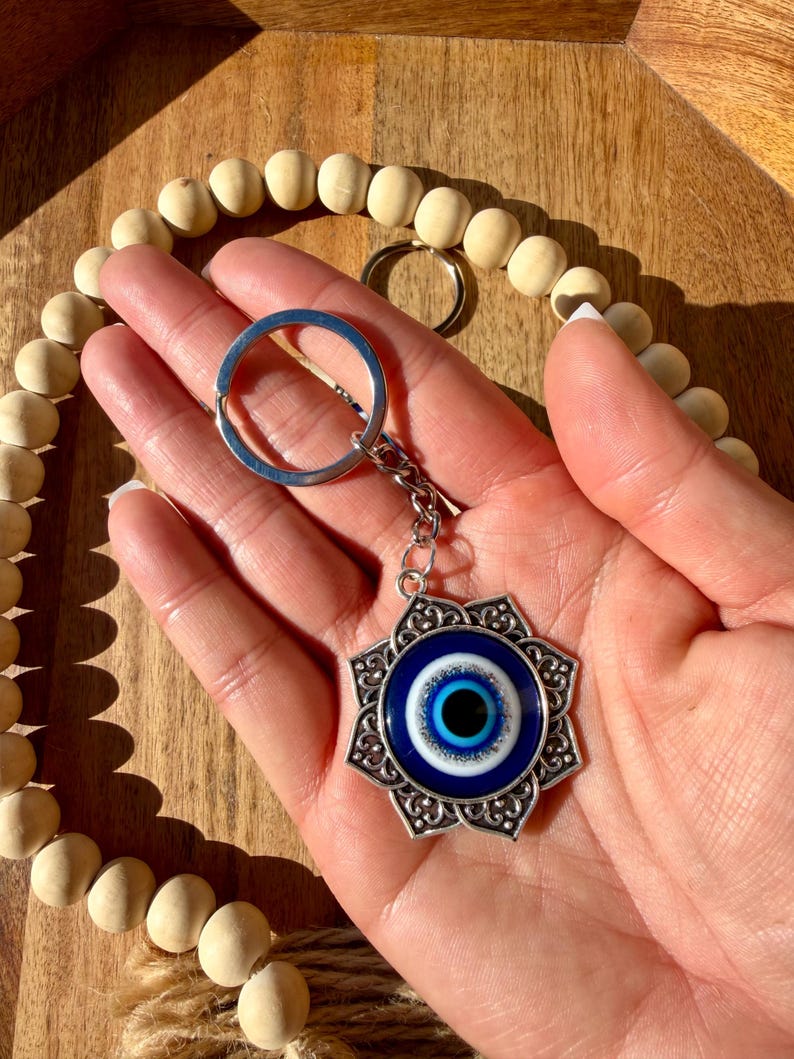 Evil Eye Lotus Keychain. - Etsy