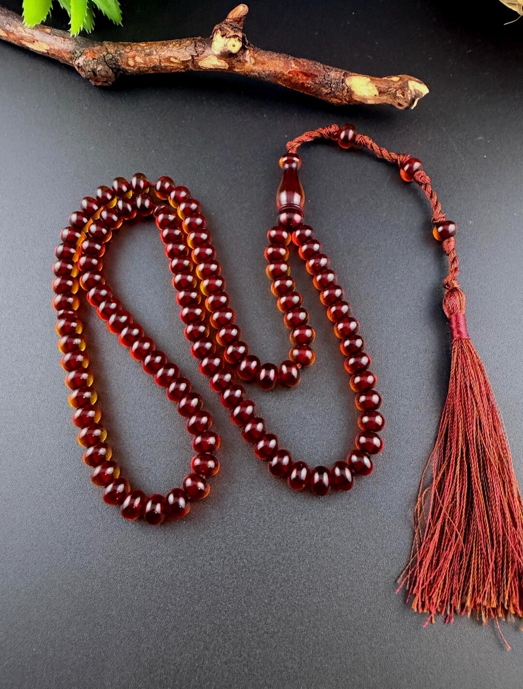 Vintage Misky Amber Islamic Prayer Beads: 99 - Bead Tasbih Rosary ...