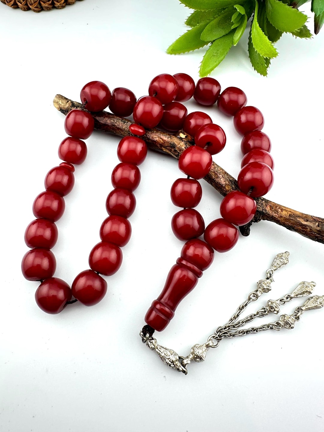 Antique German Red Faturan 33 Beads Prayer Rosary, Tasbih, Masbaha ...