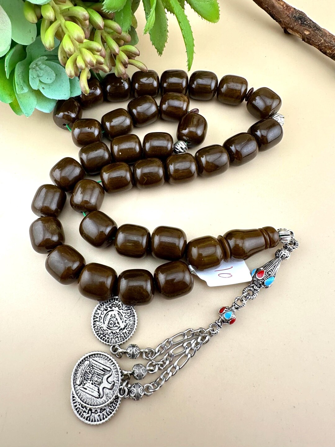 Misky Amber Islamic Prayer Rosary: 33-bead Tasbih, Handmade in Turkey ...