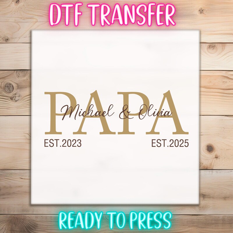 Custom Papa Kids Name Dtf - Etsy