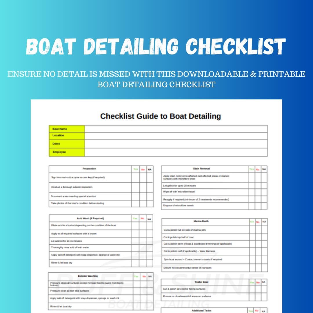 Boat Detailing Checklist - Etsy