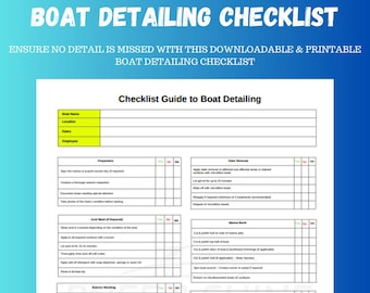 Pre-inspection Boat Detailing Checklist Form for Detailing, Service ...