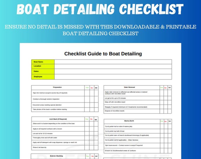 Boat Detailing Checklist - Etsy