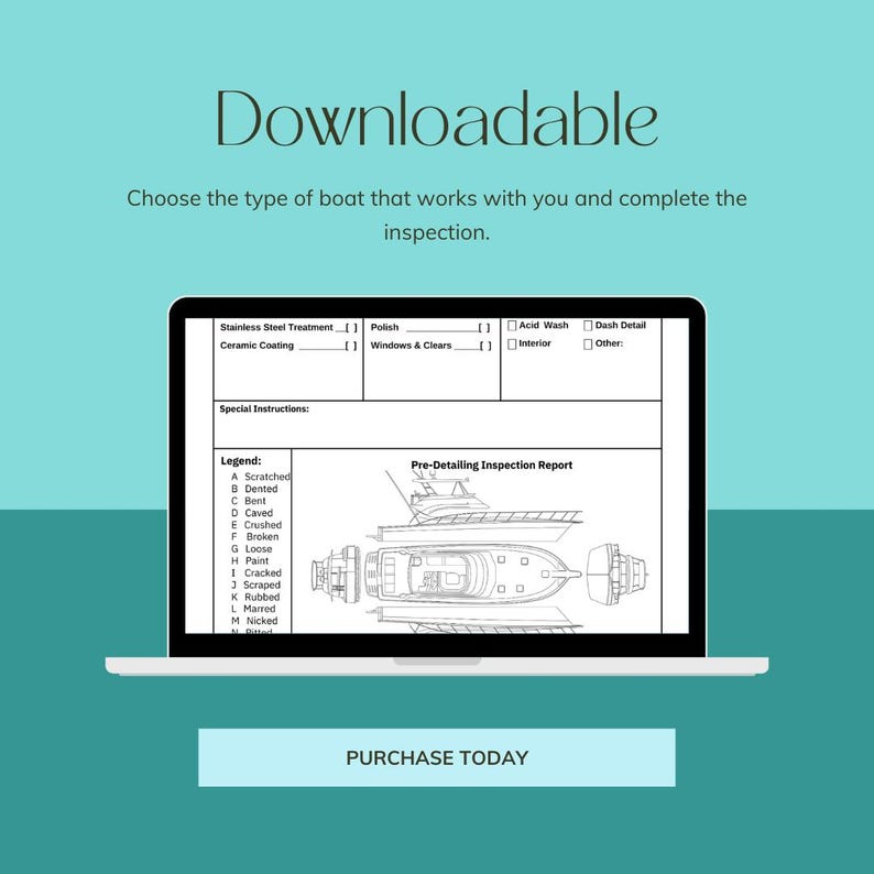 Boat Inspection Checklist Package - Detailing, Boat Works, Repairs ...