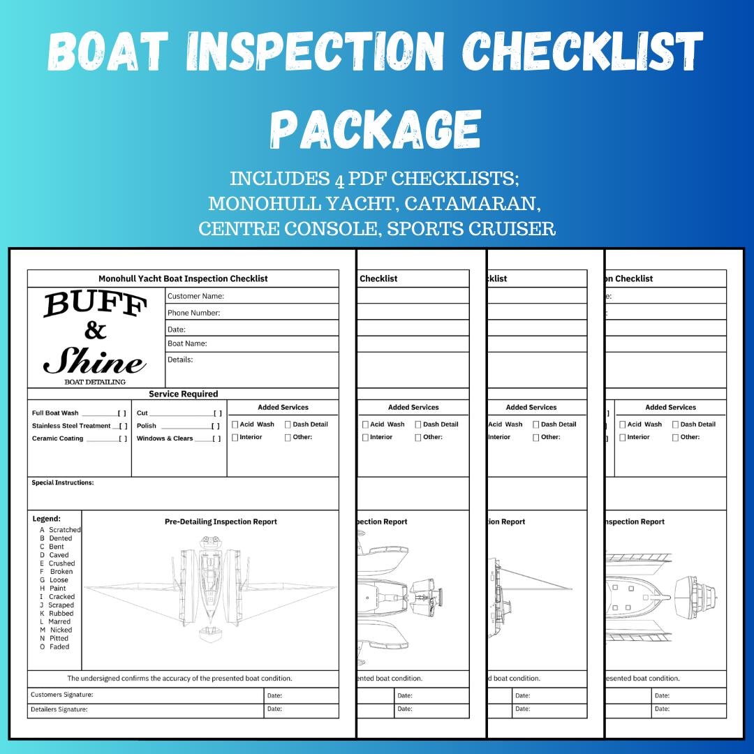 Boat Inspection Checklist Package - Detailing, Boat Works, Repairs ...