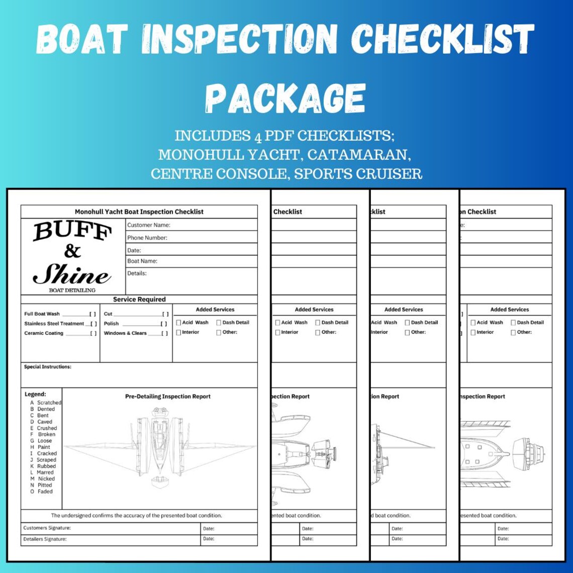 Boat Inspection Checklist Package - Detailing, Boat Works, Repairs ...