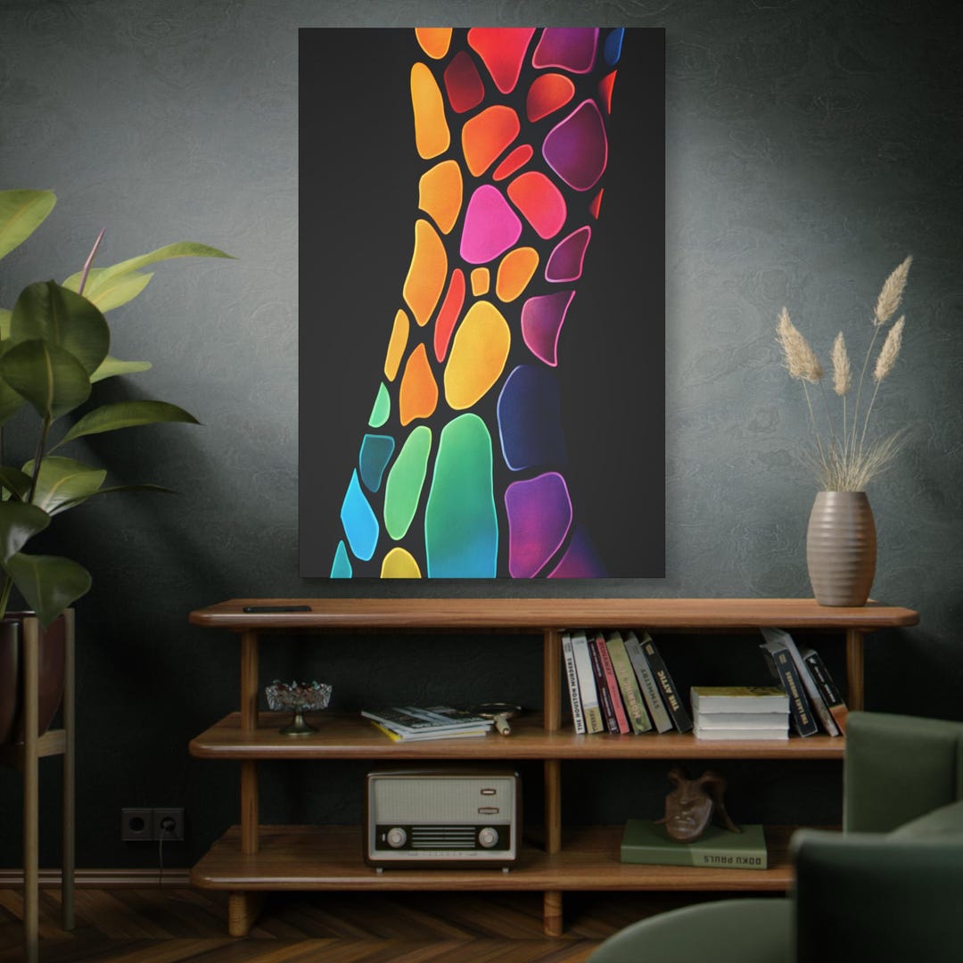 Colorful Vertical Vase Abstract Wall Art Canvas, Vibrant Modern Decor ...