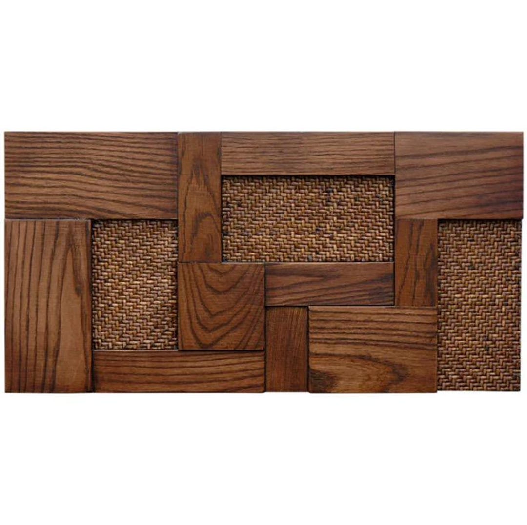 Walnut Color Natural Rattan Mix Oak Mosaic 3D Solid Wood Backsplash ...