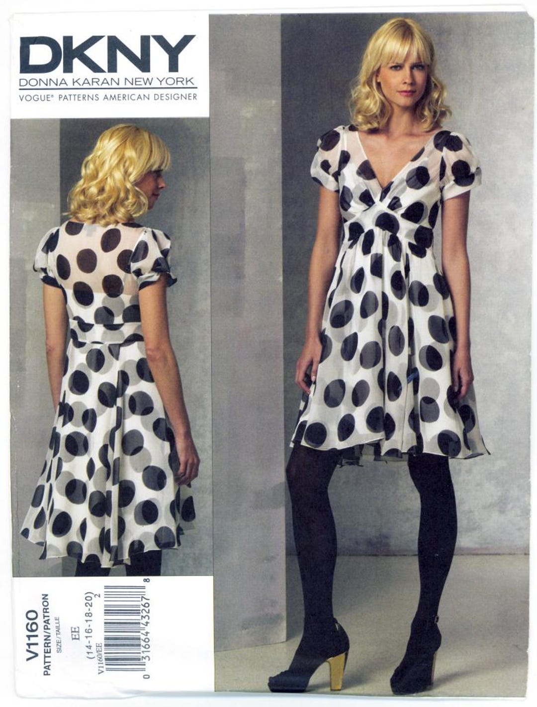 DKNY Vogue American Designer Dress Pattern V1160 Size 14-16-18-20 - Etsy