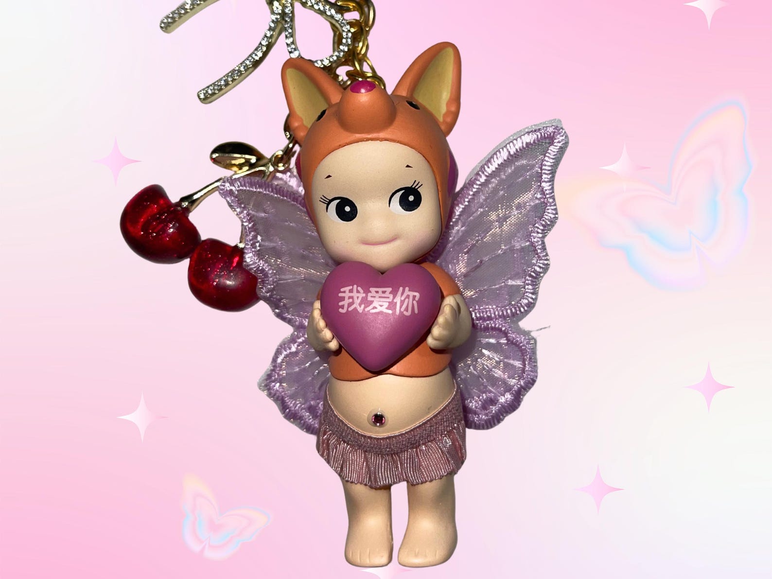 Custom Sonny Angel Keychain- Fennec Fox: 我爱你 Kawaii Figure Charm ...