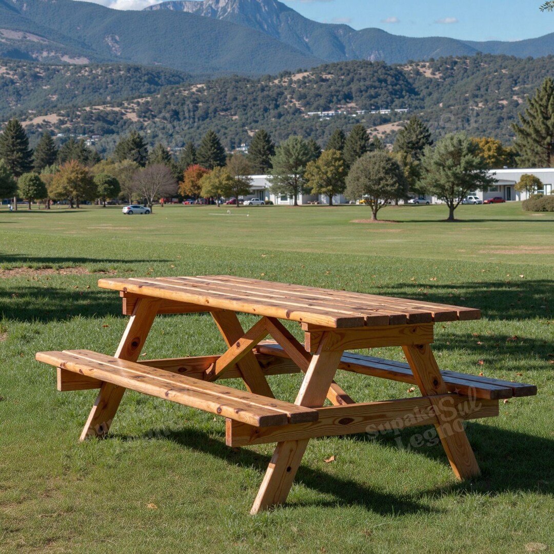 Solid Wood Picnic Table - Outdoor Dining Set With Benches, Rustic ...