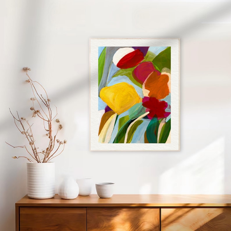 Tropical Floral Abstract Print | Signed Modern Expressionist Wall Art ...