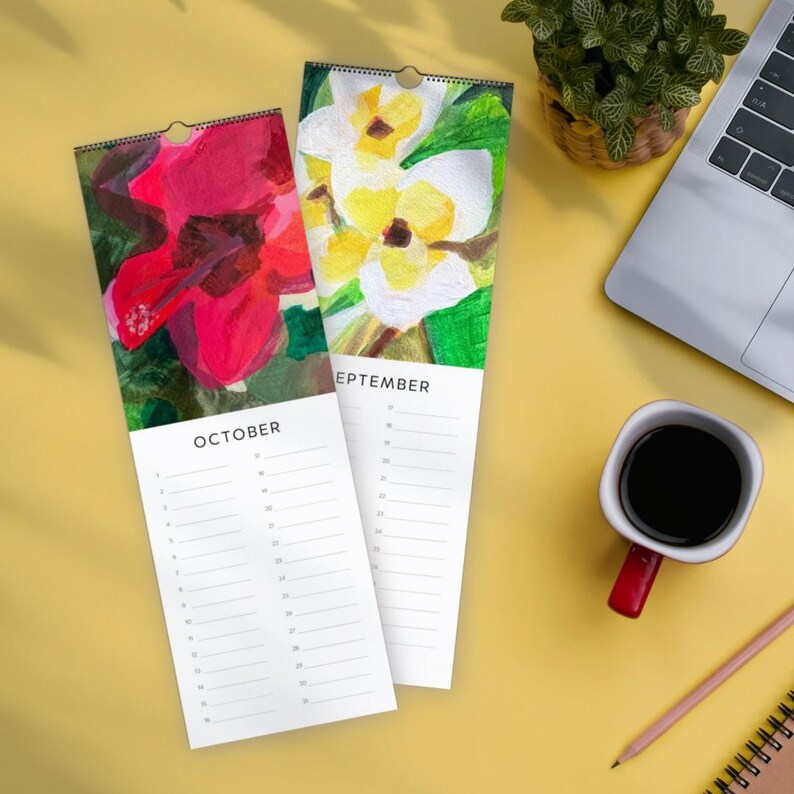 Flower Perpetual Calendar – Colorful Abstract Floral Painting ...