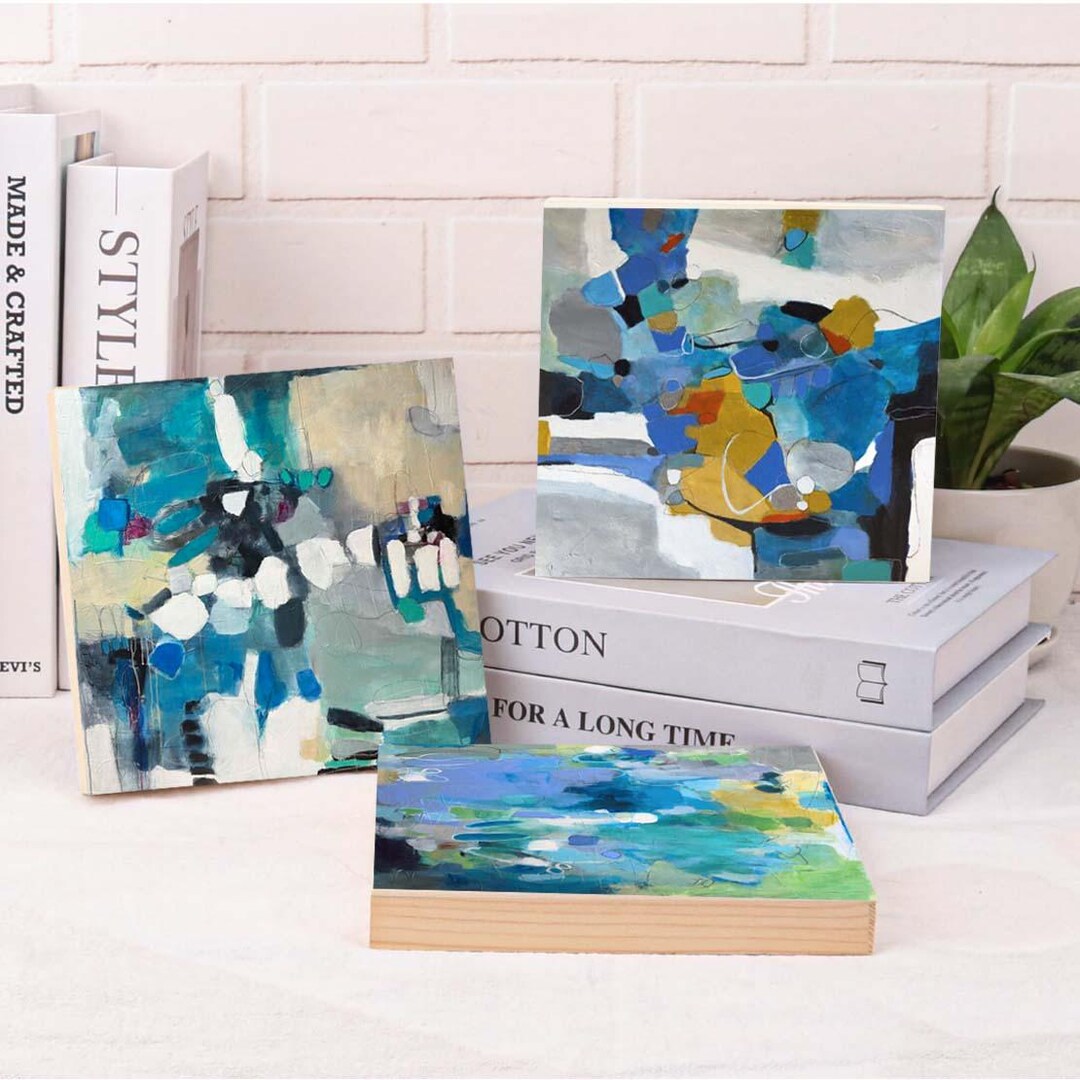 Mini Art Prints on Wood Panel Bold and Vibrant Abstract Artwork Unique ...