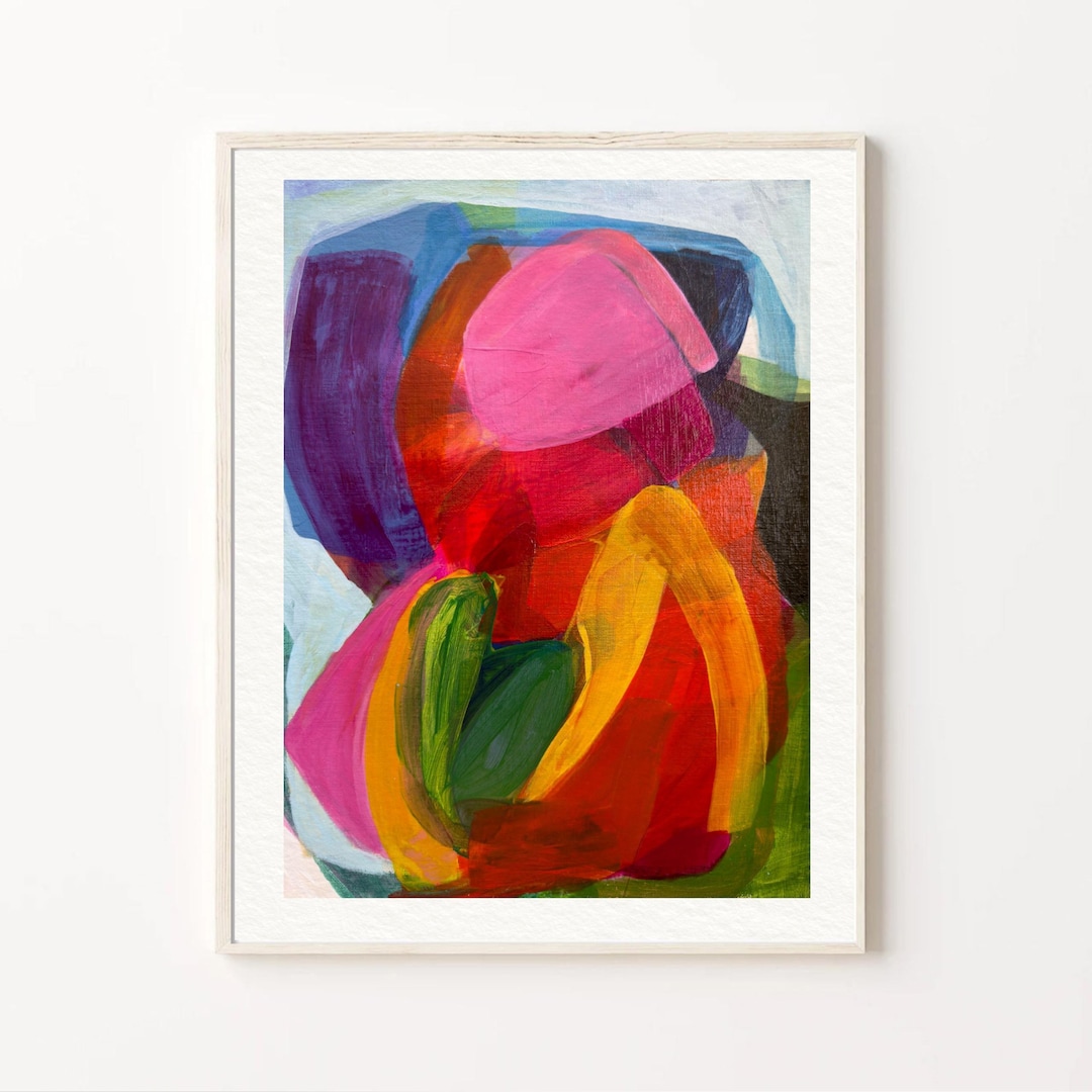 Bold Red Abstract Art | Moody Crimson Living Room Print, Dark Modern ...