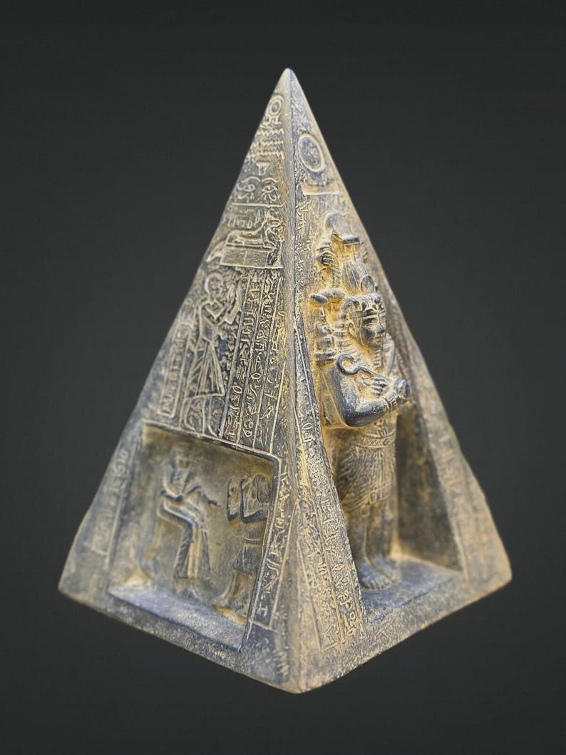 UNIQUE PYRAMID STATUE Stone Sculpture Egyptian Pharaonic God Osiris ...