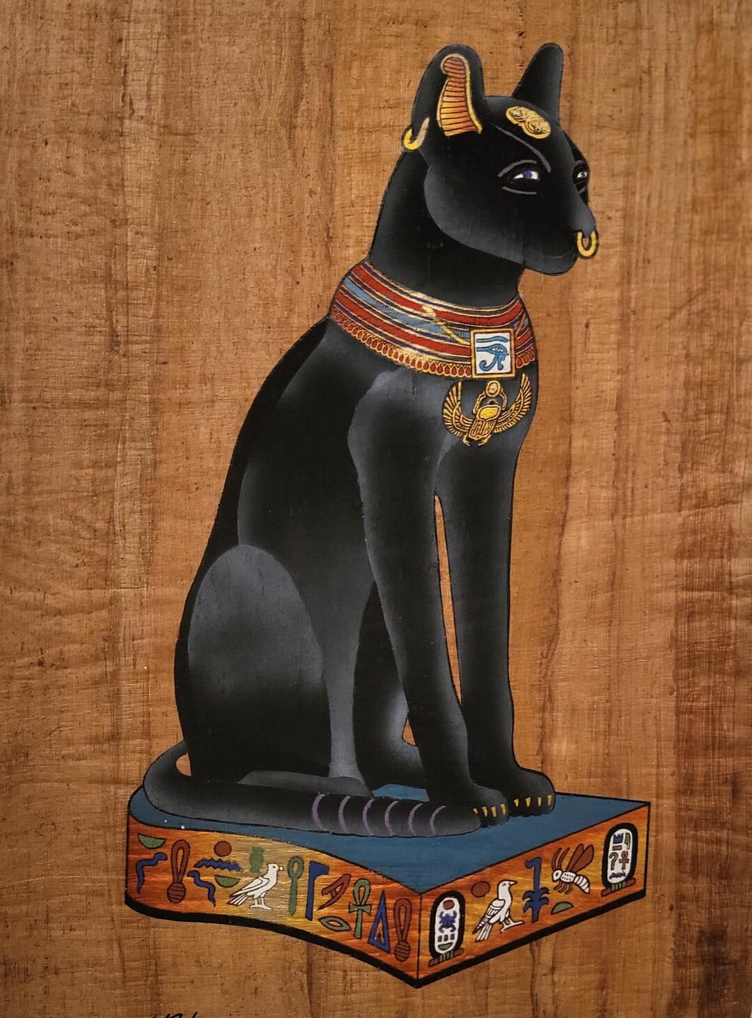 Egyptian Papyrus Painting - the Egyptian Cat Bast (bastet) - Etsy