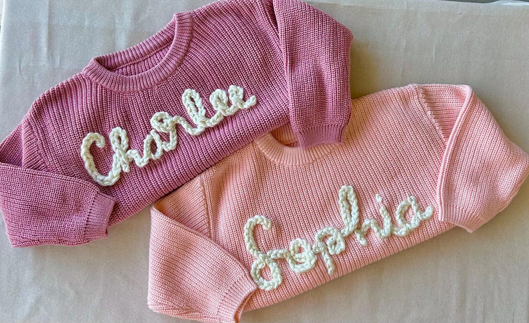 Personalized Baby Name Sweater|customized Baby Gift|hand-embroidered ...