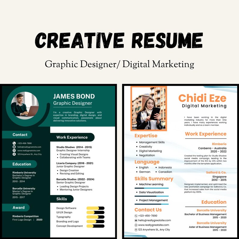 ATS Friendly Resume Template: Minimalist CV Design (word, Pages, Google ...