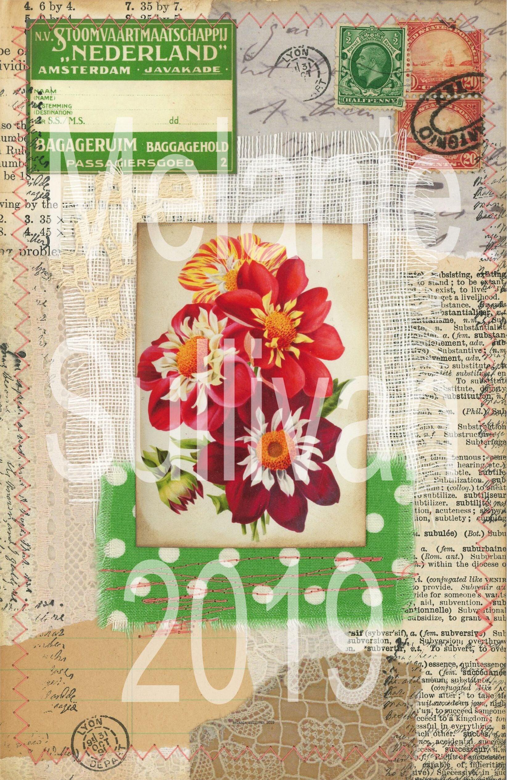 Digital Download: Floral Collage Cards 1 - Set of Four Journaling Cards ...