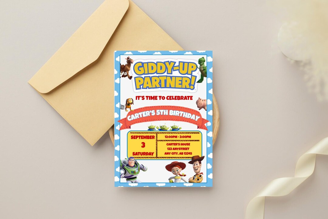 Toy Story Birthday Invitation & Thank You Card Bundle | Editable ...