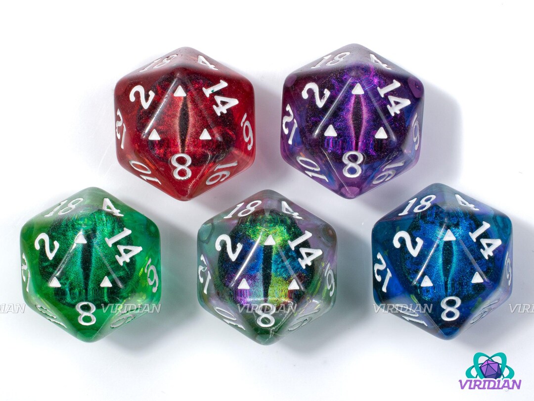 Tiamat's Gaze D20s (set of 5) | Multicolor Dragon Eye Dice, Translucent D20s, Red Purple Blue ...