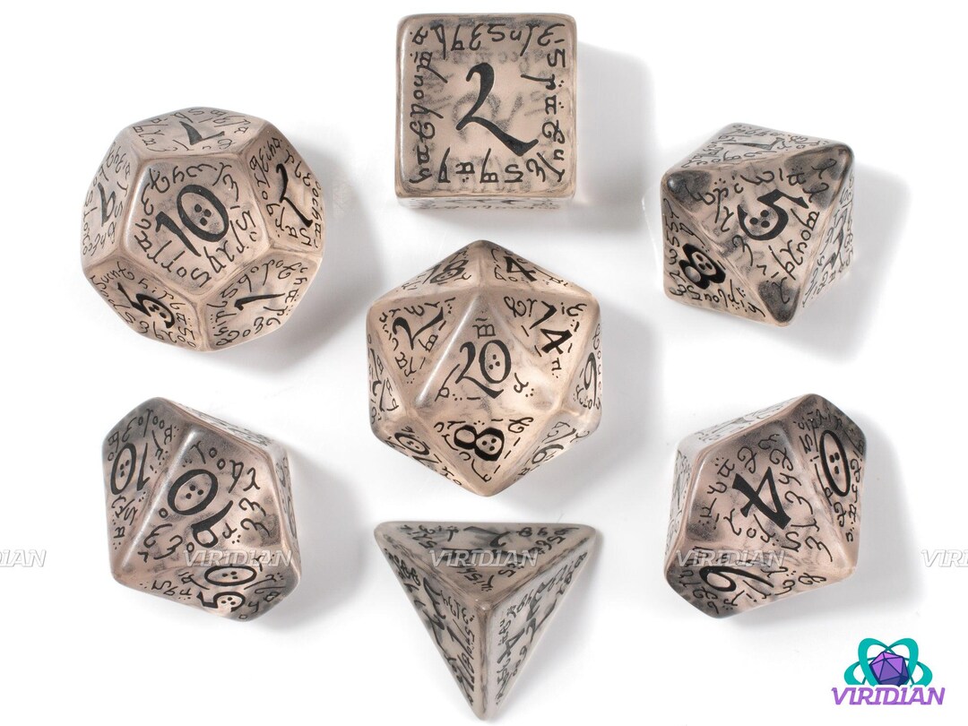 Elvish | Clear & Black Inked Elven Text/script, Q Workshop | Resin Dice ...