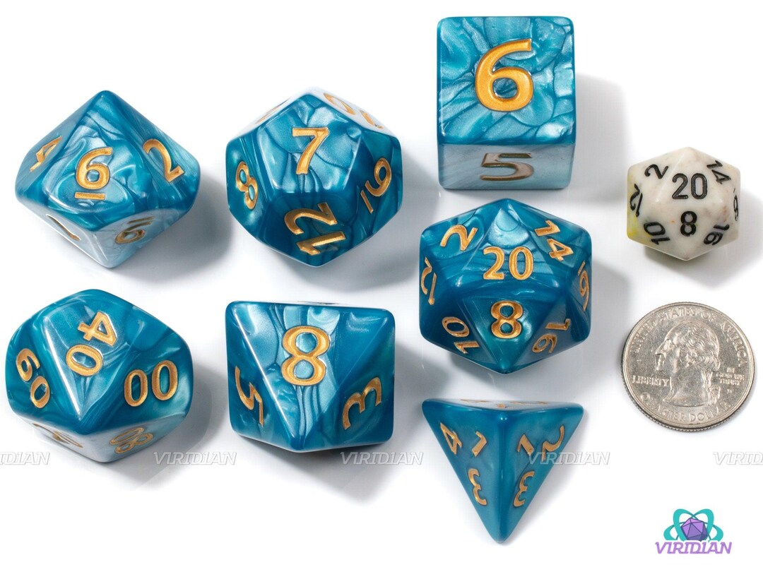 Blue Whale | Giant Tropical Blue Swirl Acrylic Dice Set (7) | Dungeons ...