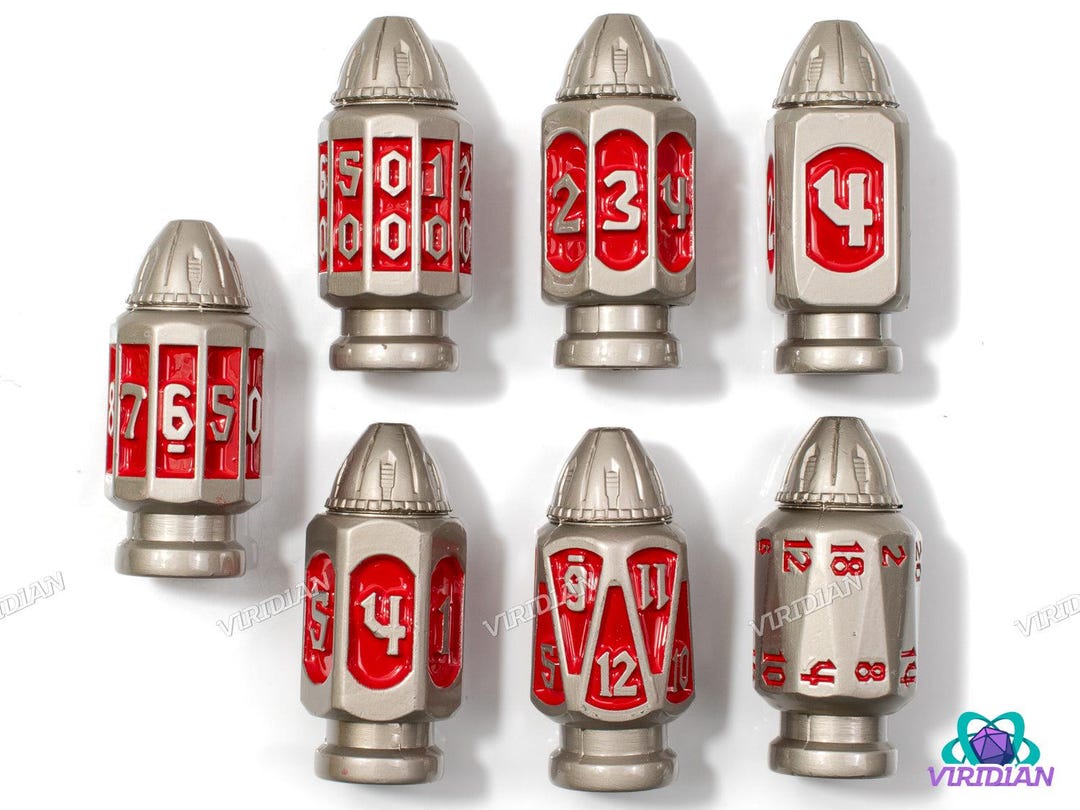 Six-shooter (silver & Bright Red) | Matte Silver W Enamel, Faux Bullet ...