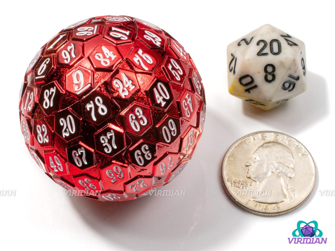 Red & White D100 | Metallic Red Giant Probability Percent D% | Metal ...