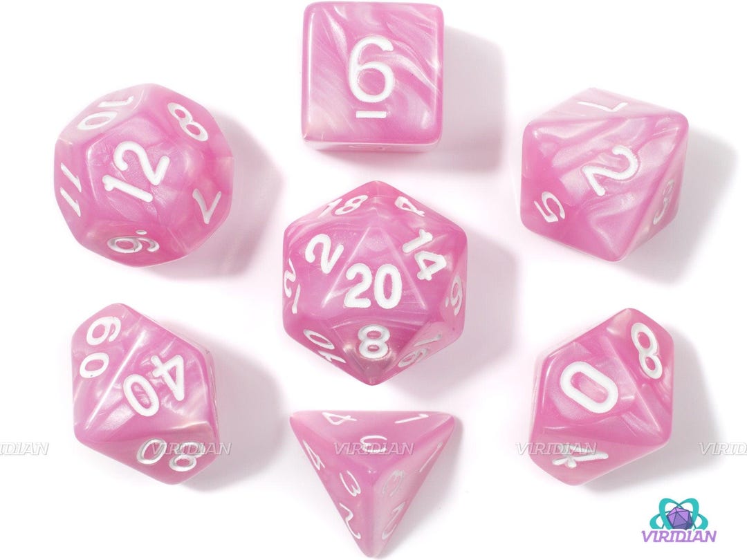 Starburst | Light Pink Pearled Acrylic Dice Set (7) | Dungeons and ...