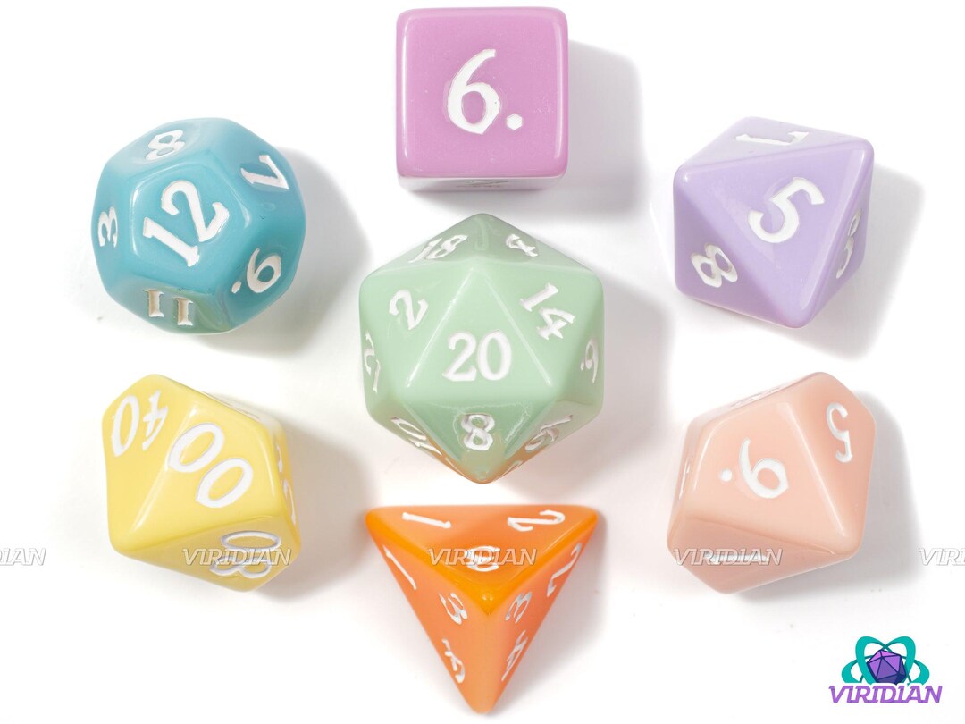 Macarons | Multicolored Pastel Resin Dice Set (7) | Dungeons and ...