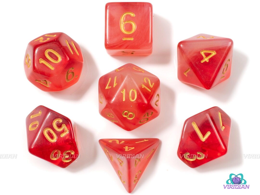 Vampire Bite | Red & White Milky Acrylic Dice Set (7) | Dungeons and ...