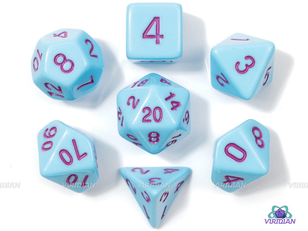 Purple Sky | Blue Pastel With Purple Text Acrylic Dice Set (7 ...